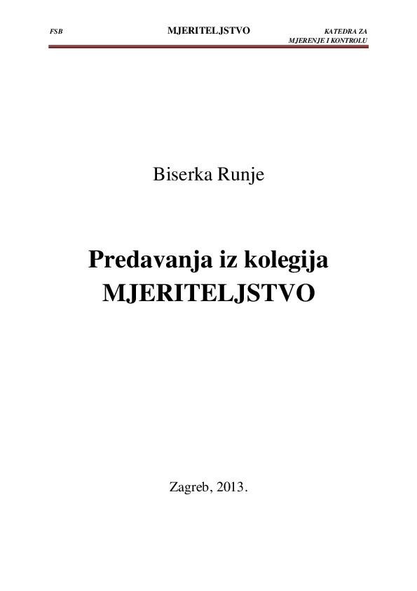 (PDF) Predavanja iz kolegija Mjeriteljstvo (skripta)