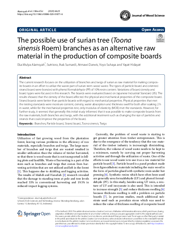 (PDF) The possible use of surian tree (Toona sinensis Roem) branches as ...