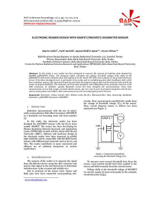 (PDF) Electronic Reader Design with Radfet (Pmosfet) Dosimeter Sensor