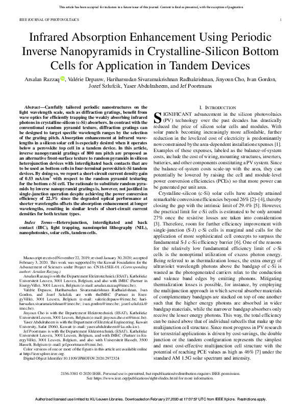 (PDF) Infrared Absorption Enhancement Using Periodic Inverse ...