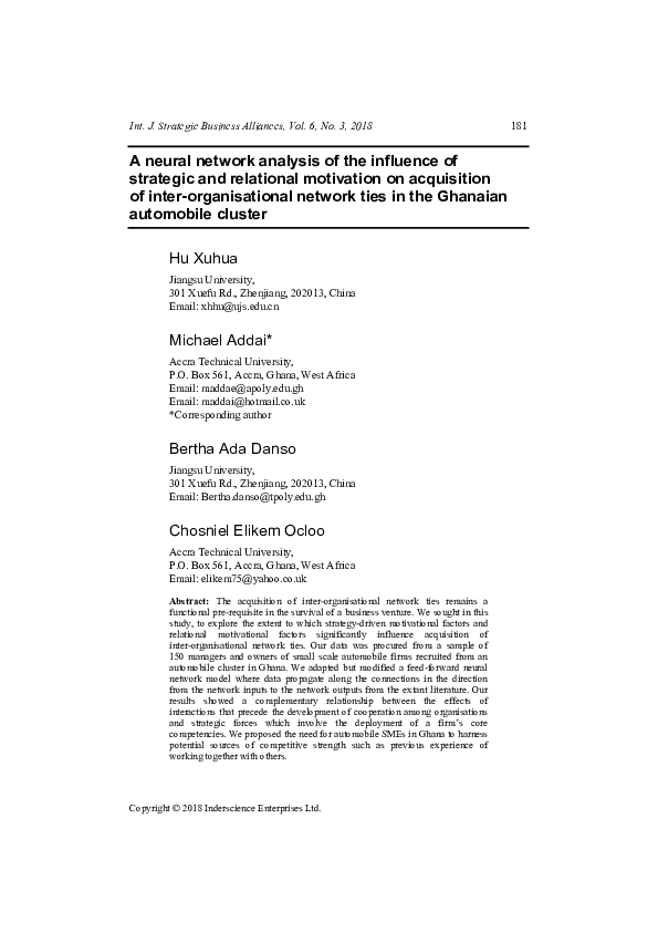 (PDF) A neural network analysis of the influence of strategic and ...