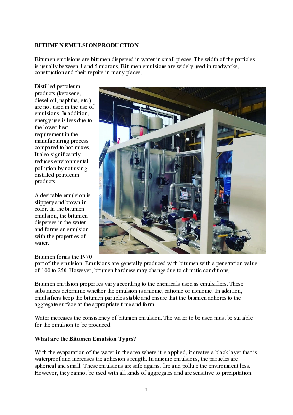 (PDF) BITUMEN EMULSION PRODUCTION
