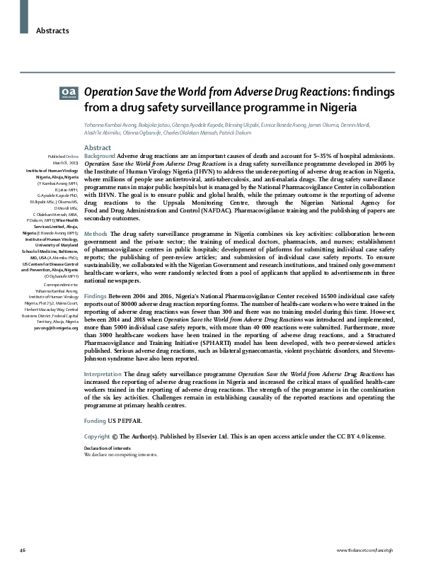 (PDF) Operation Save the World from Adverse Drug Reactions: findings ...