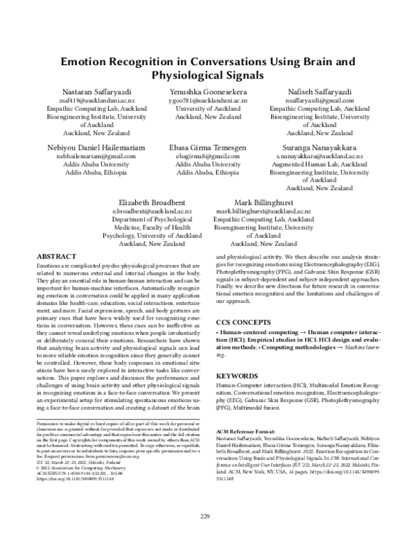 (PDF) Emotion Recognition in Conversations Using Brain and ...