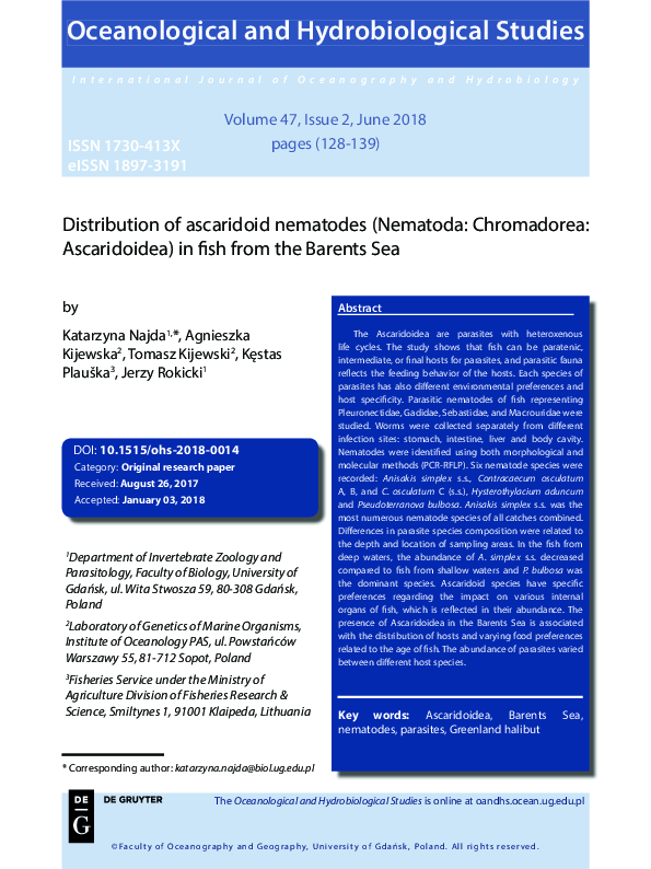 (PDF) Distribution of ascaridoid nematodes (Nematoda: Chromadorea ...
