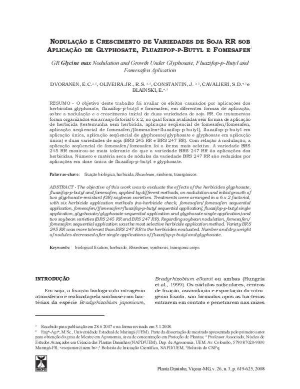 (PDF) Nodulação e crescimento de variedades de soja RR sob aplicação de ...