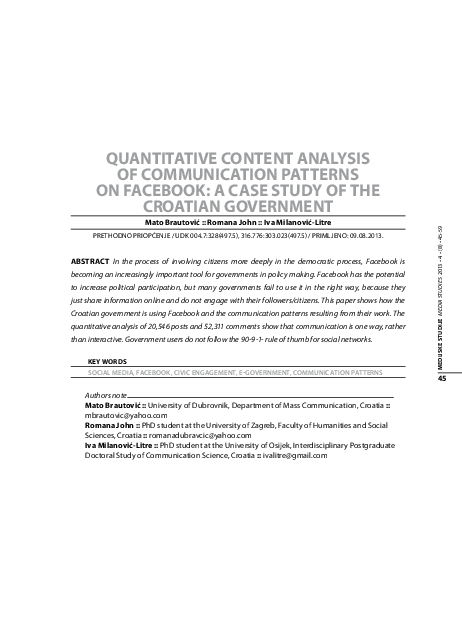 Pdf Quantitative Content Analysis Of Communication Patterns On