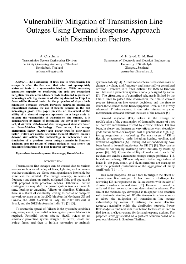 (PDF) Vulnerability mitigation of transmission line outages using ...