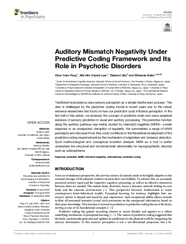 (PDF) Auditory Mismatch Negativity Under Predictive Coding Framework and Its Role in Psychotic ...
