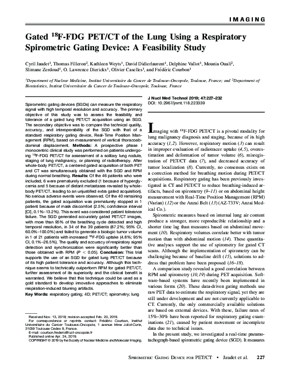 (PDF) Gated FDG/CT of the lung using a spirometric respiratory gating ...