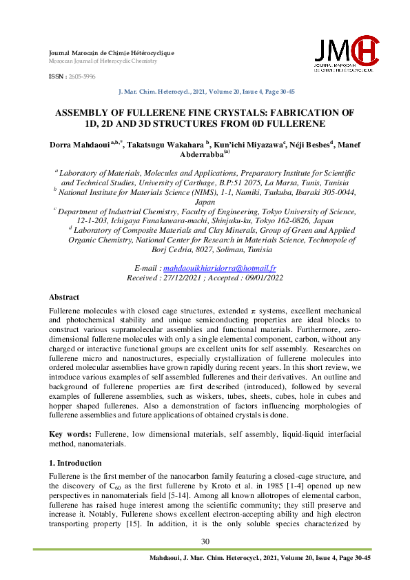(PDF) Assembly of Fullerene Fine Crystals: Fabrication of 1D, 2D and 3D ...