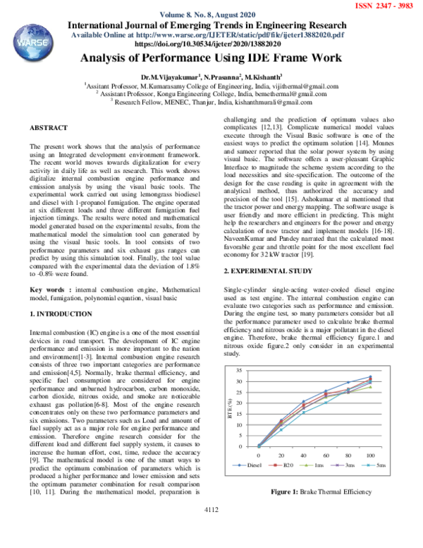 (PDF) Analysis of Performance Using IDE Frame Work