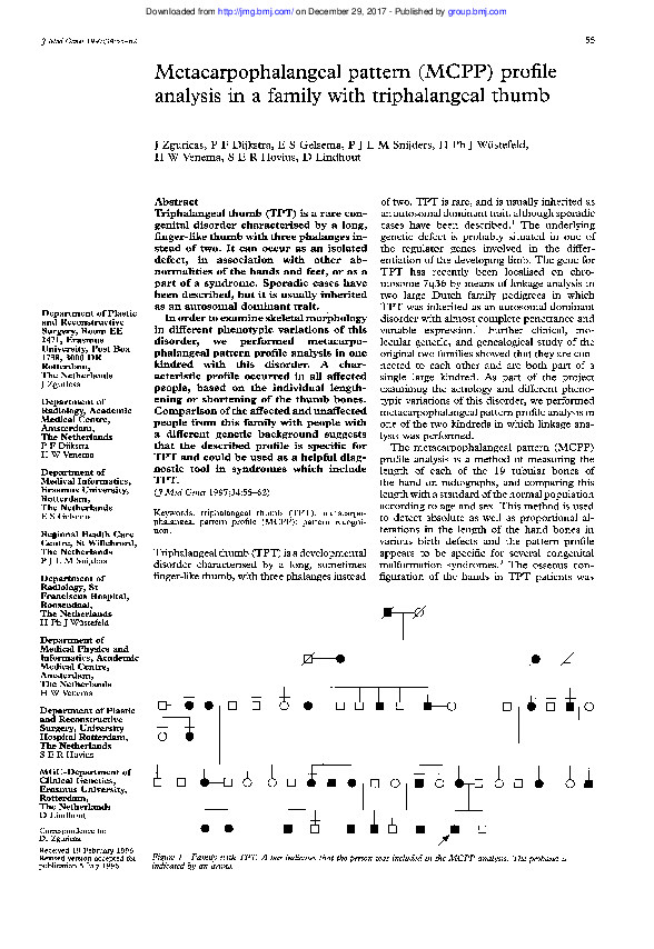 (PDF) Metacarpophalangeal pattern (MCPP) profile analysis in a family ...