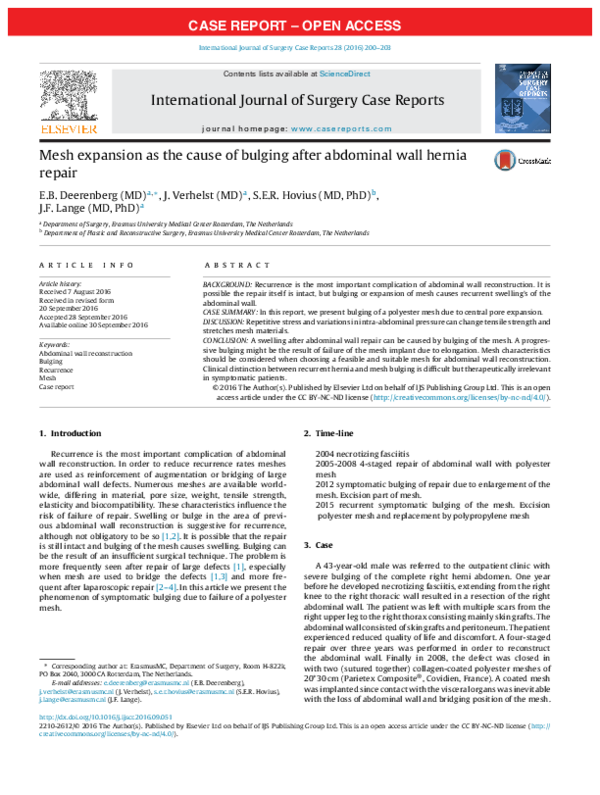 (PDF) Mesh expansion as the cause of bulging after abdominal wall ...