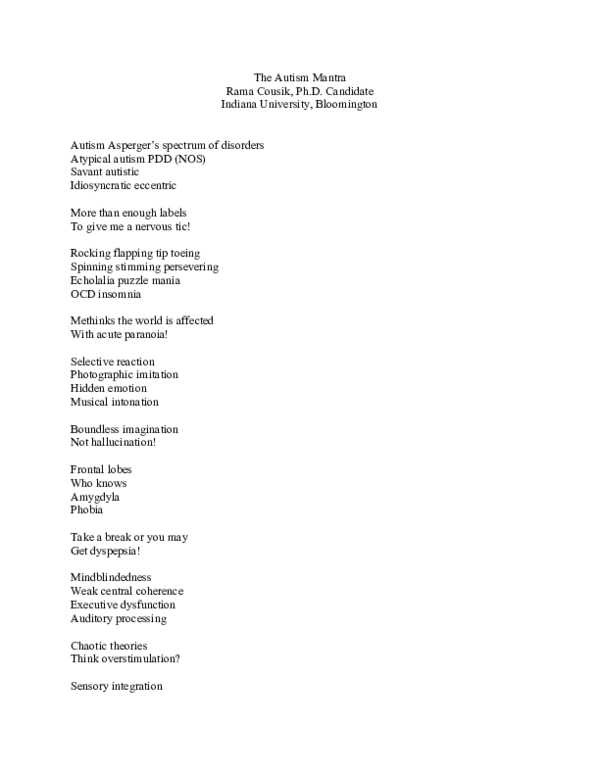 (PDF) The Autism Mantra