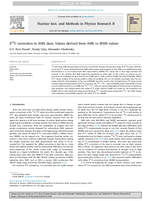 (PDF) δ13C correction to AMS data: Values derived from AMS vs IRMS values