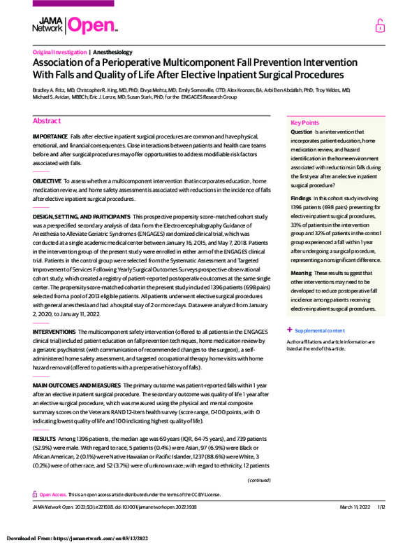 (PDF) Association of a Perioperative Multicomponent Fall Prevention ...