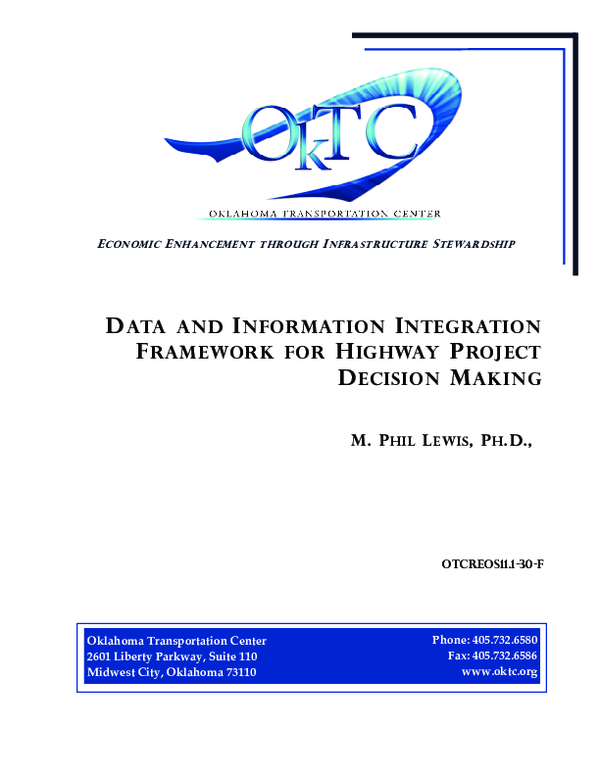 (PDF) Data and Information Integration Framework for Highway Project ...