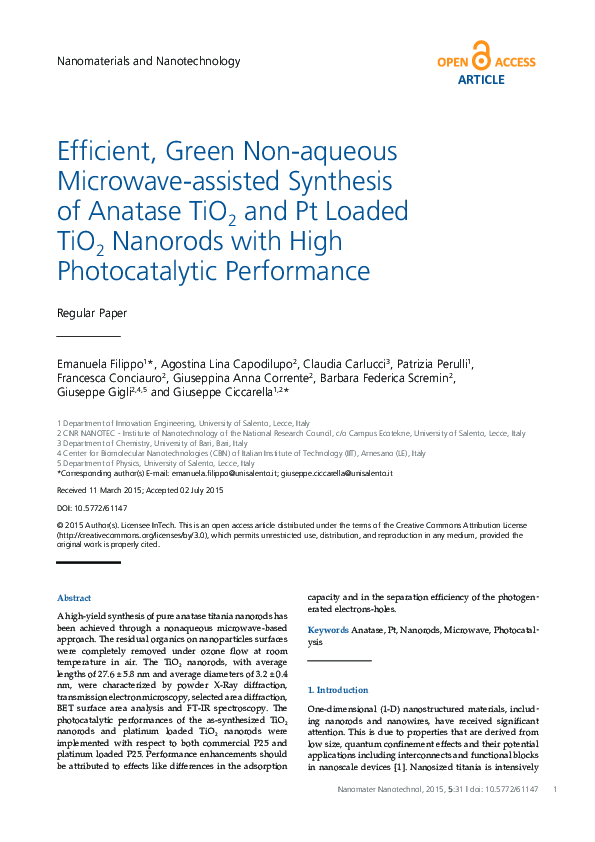 (PDF) Efficient, Green Non-aqueous Microwave-assisted Synthesis of ...