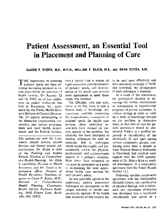 (PDF) Patient Assessment, an Essential Tool in Placement and Planning ...