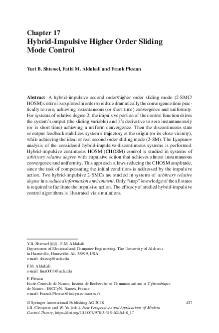 (PDF) Hybrid-Impulsive Higher Order Sliding Mode Control