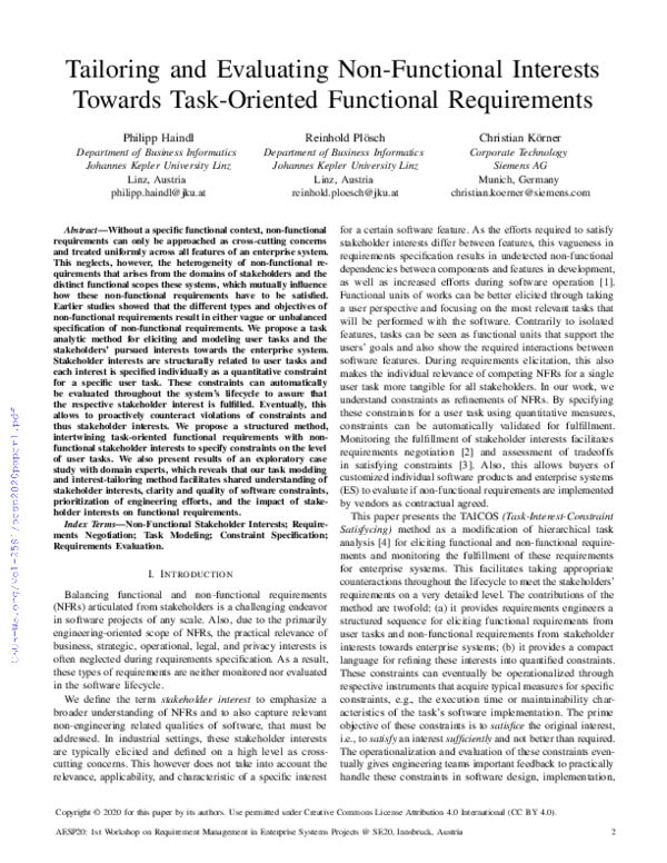 (PDF) Tailoring and Evaluating Non-Functional Interests Towards Task-Oriented Functional ...