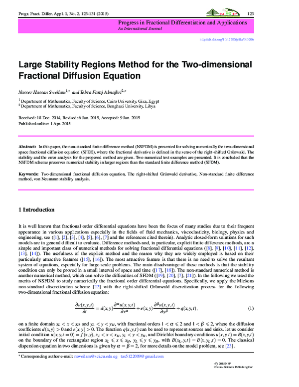 (PDF) Numerical approximation of Lévy-Feller fractional diffusion equation via Chebyshev ...