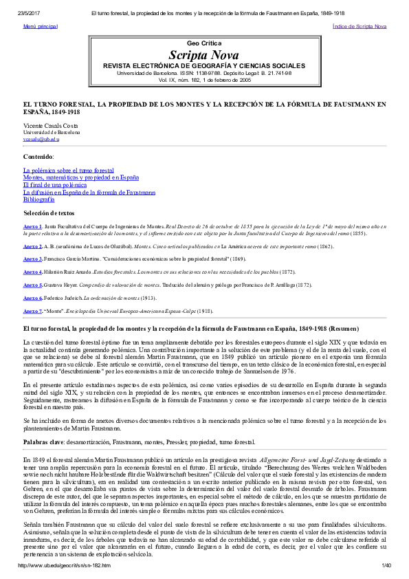 (PDF) El turno forestal, la propiedad de los montes y la recepción de ...
