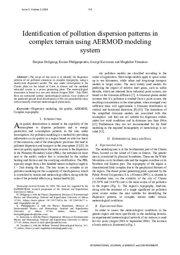 (PDF) Identification of pollution dispersion patterns in complex ...