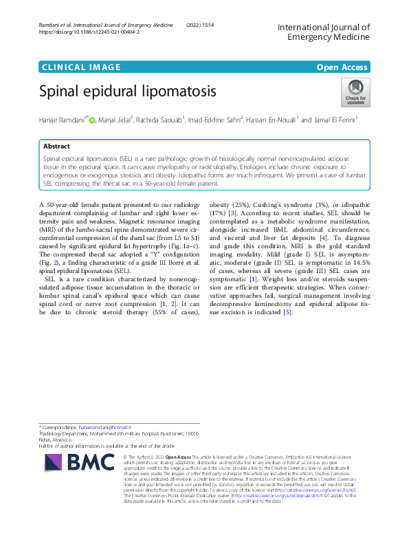 (PDF) Spinal epidural lipomatosis | Manal Jidal - Academia.edu