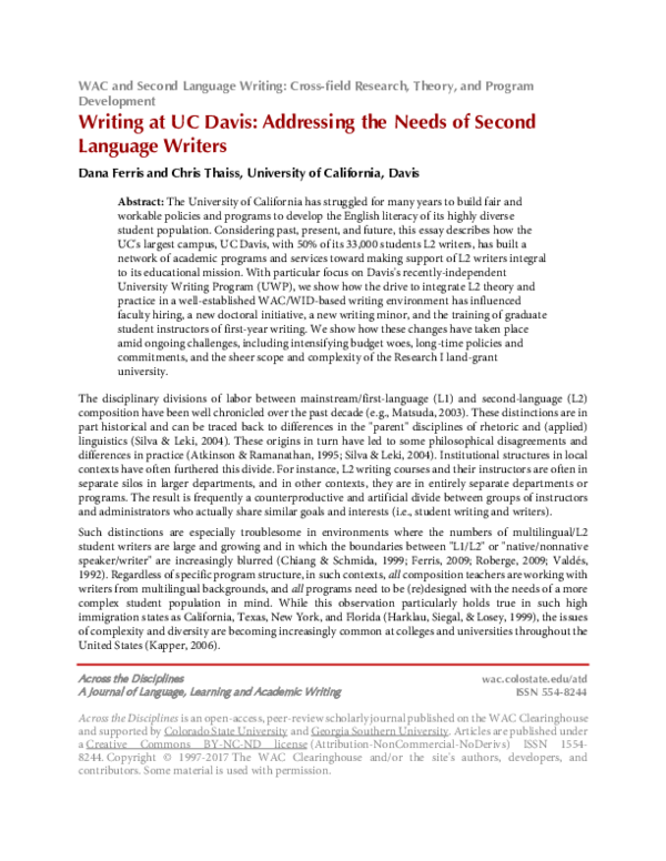 (PDF) Across the Disciplines A Journal of Language, Learning and ...