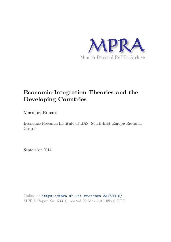 (PDF) Economic Integration Theories and the Developing Countries