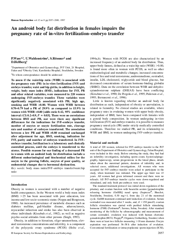 (PDF) An android body fat distribution in females impairs the pregnancy ...