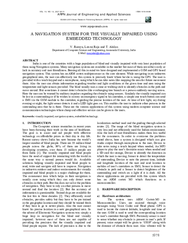 (PDF) A Navigation System for the Visually Impaired Using Embedded ...