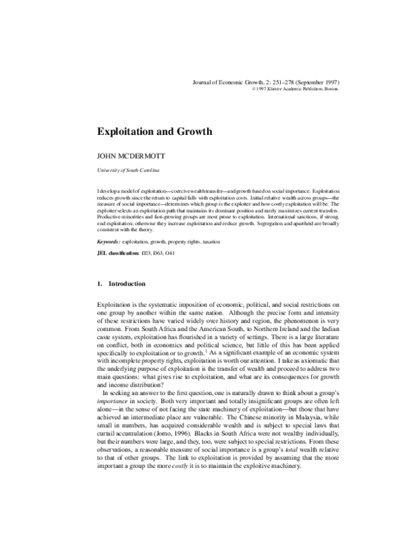 (PDF) Exploitation and Growth