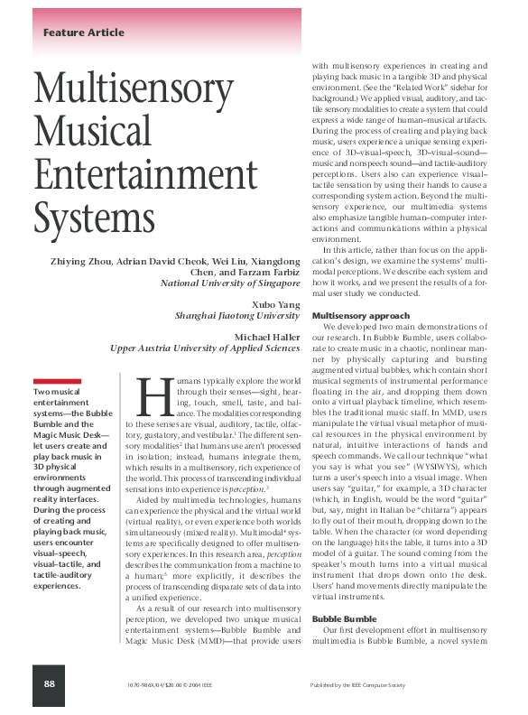(PDF) Multi-Sensory Musical Entertainment Systems