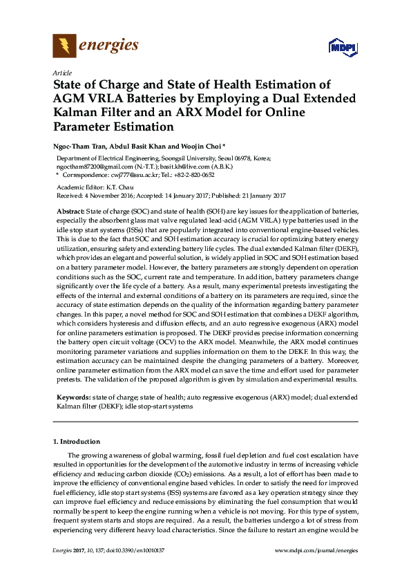 Pdf State Of Charge And State Of Health Estimation Of Lithium Ion