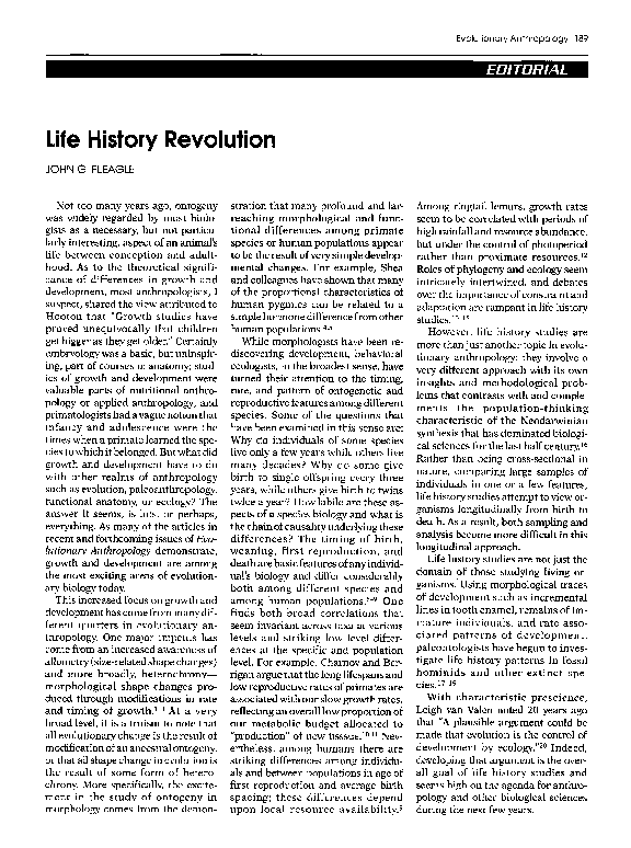 (PDF) Life history revolution