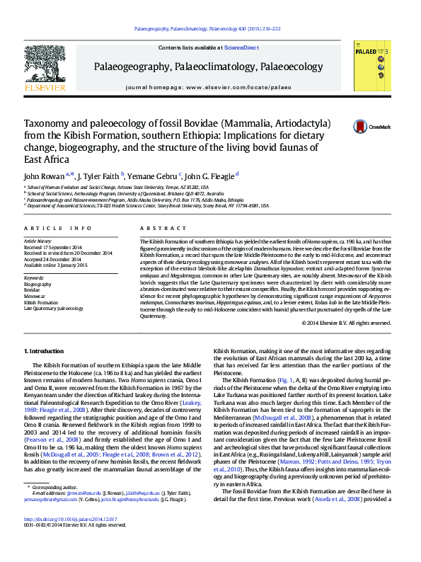(PDF) Taxonomy and paleoecology of fossil Bovidae (Mammalia ...