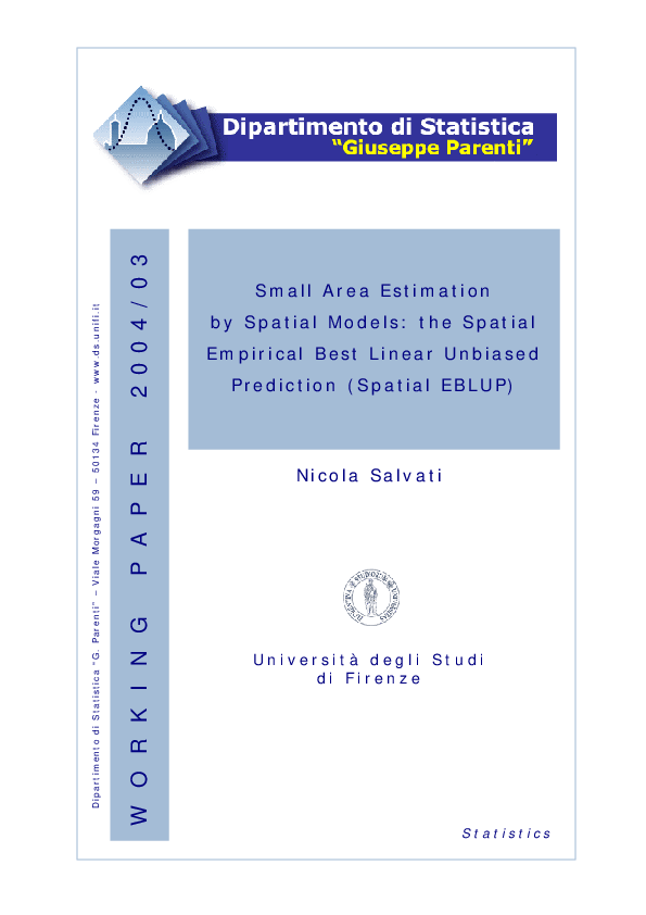 (PDF) Small area estimation by spatial models: the spatial empirical best linear unbiased ...