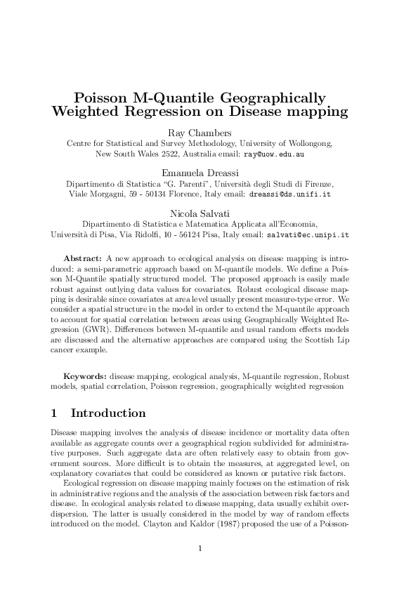 (PDF) Poisson M-Quantile Geographically Weighted Regression on Disease mapping