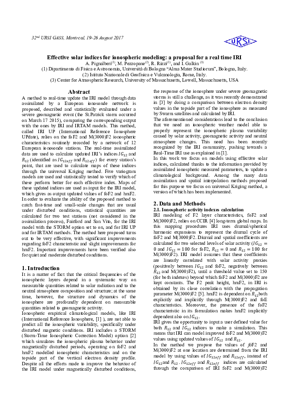 (PDF) Effective Solar Indices for Ionospheric Modeling: A Review and a Proposal for a Real-Time ...