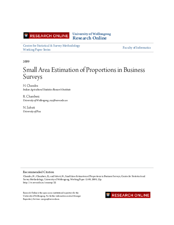 (PDF) Small area estimation of proportions in business surveys
