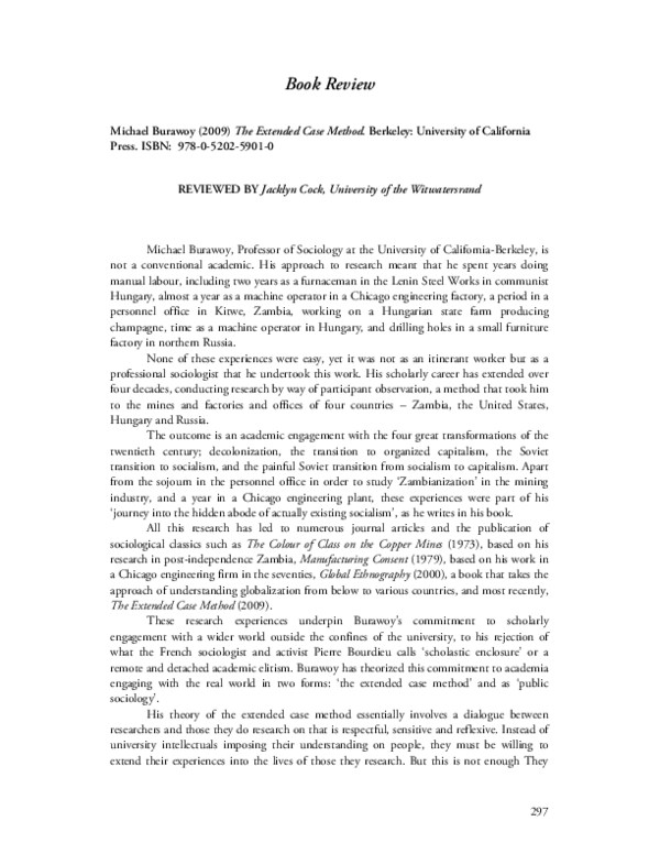 (PDF) Review of Michael Burawoy's 'The Extended Case Method