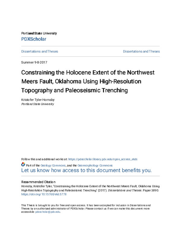 (PDF) Constraining the Holocene Extent of the Northwest Meers Fault ...