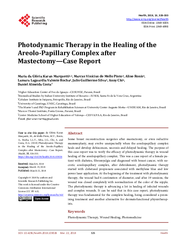 (PDF) Photodynamic Therapy in the Healing of the Areolo-Papillary ...