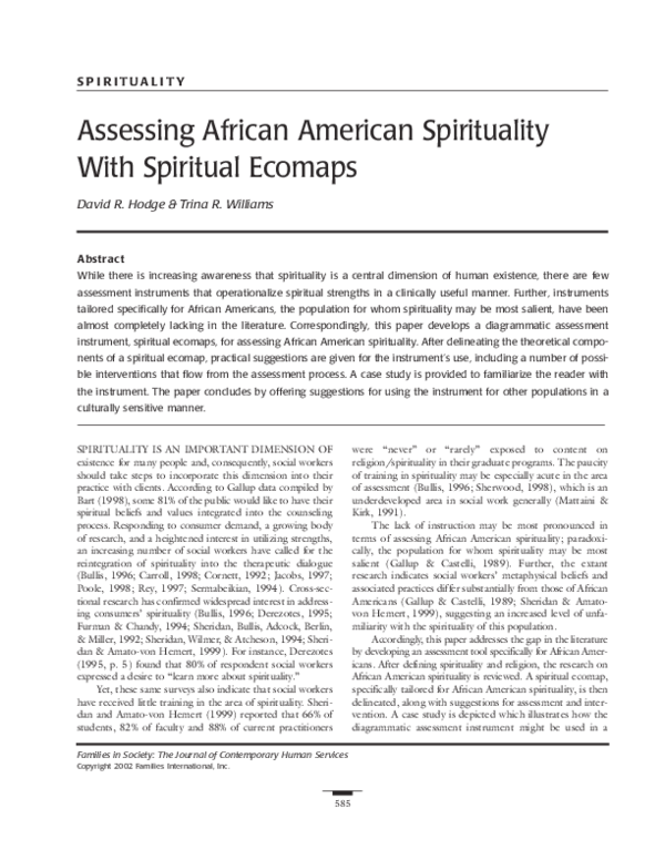 (PDF) Assessing African American Spirituality with Spiritual Ecomaps