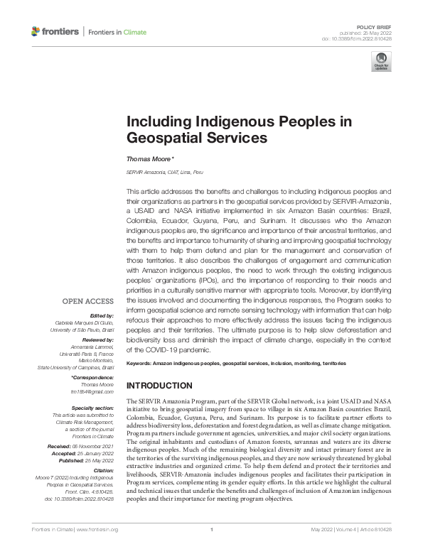 (PDF) Including Indigenous Peoples in Geospatial Services