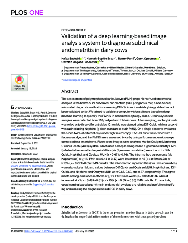Pdf Validation Of A Deep Learning Based Image Analysis System To Diagnose Subclinical
