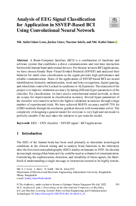 Pdf Analysis Of Eeg Signal Classification For Application In Ssvep